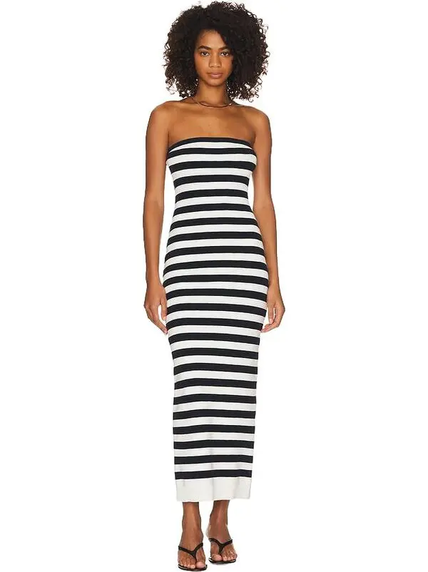 GRLFRND Paricia Striped Tube Maxi Dress - Ivory & Navy