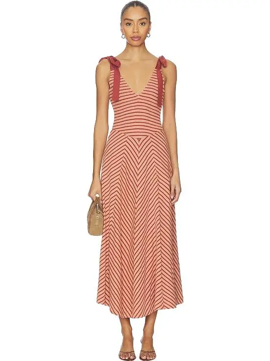 Free People X Cecelia Midi Dress - Burnt Henna Combo