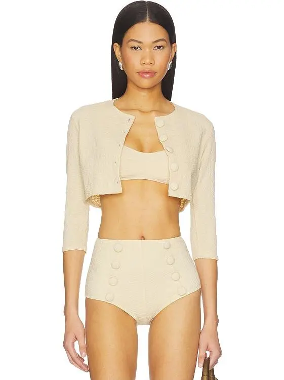 Lisa Marie Fernandez Cropped Cardigan - Natural