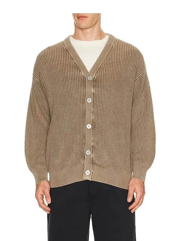 DEVEREUX GOLF The Fisherman Rib Cardigan - Mineral