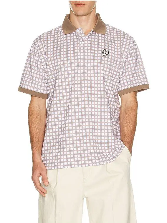 DEVEREUX GOLF The Gingham Polo In Cream - Greige & White
