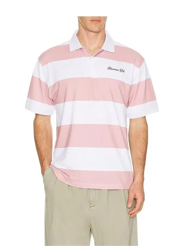 DEVEREUX GOLF The Gamer Polo In Blush,white - Cork Stripe