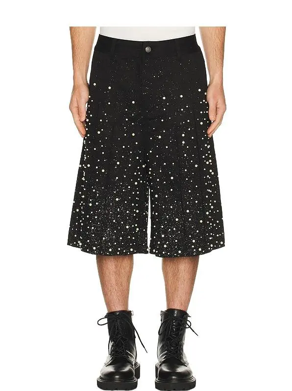 BIRTH OF ROYAL CHILD Pearl Pleated Wide Shorts - Black
