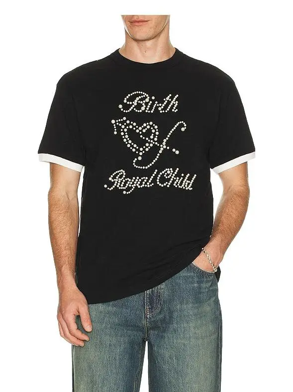BIRTH OF ROYAL CHILD Pearl Patchwork Tee - Black