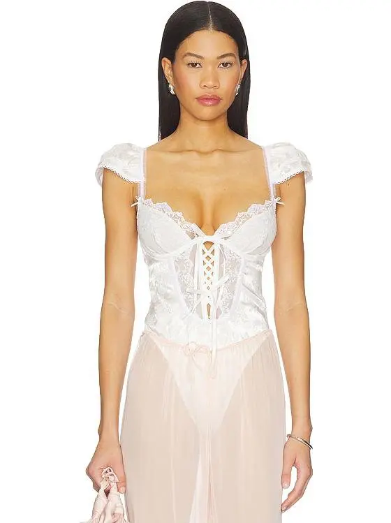 For Love & Lemons Rita Rose Bodysuit - White
