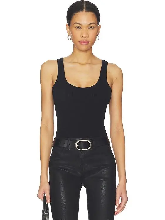 L'Agence Nica Scoop Neck Tank Bodysuit - Black