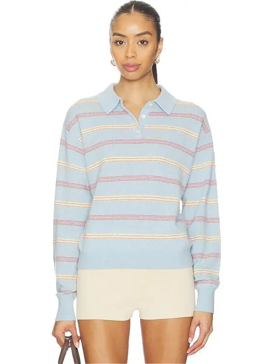 Guest In Residence Collegiate Stripe Polo - Clear Sky Combo