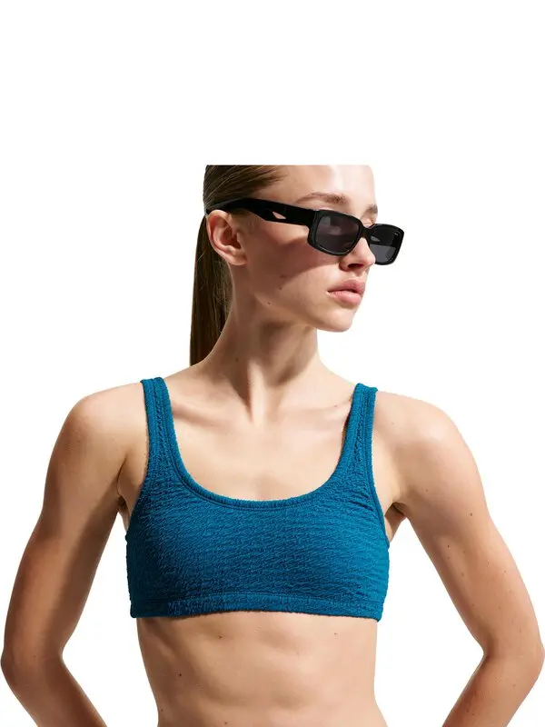 Nike Swim Shoreline Texture Bralette Bikini Top - Blue