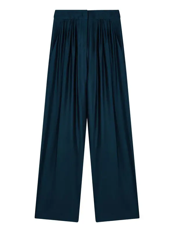 Giorgio Armani Pleated Viscose And Silk Organza Trousers - Patterned