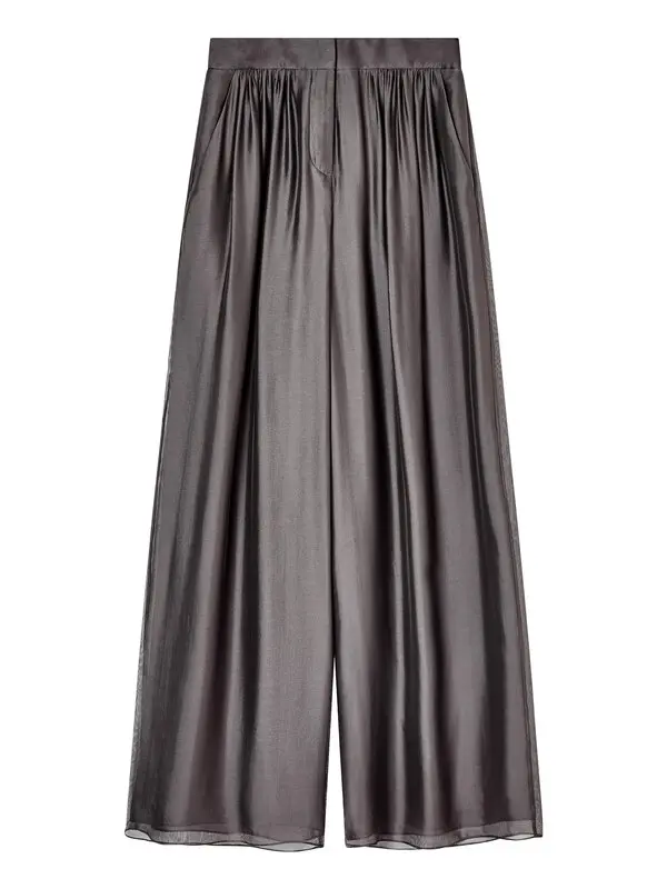 Giorgio Armani Pleated Viscose And Silk Organza Trousers - Patterned