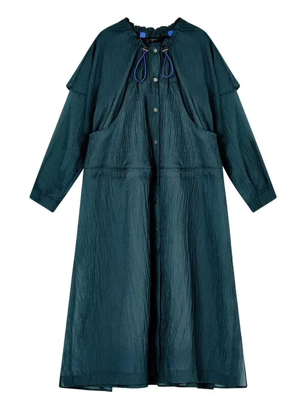 Giorgio Armani Crinkle Nylon Trench Coat - Green