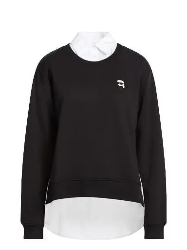 Karl Lagerfeld Sweatshirt With Poplin Collar - Black
