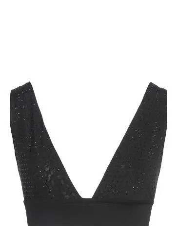 8PM Crop Top With Appliqués And Crystals - Black