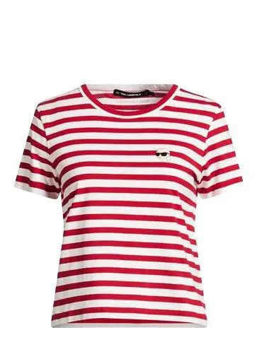 Karl Lagerfeld Striped Organic Cotton T-shirt - Red