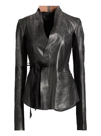 Rick Owens Single-breasted Leather Blazer - Black