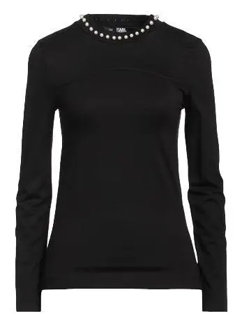 Karl Lagerfeld T-shirt In Viscose And Elastane With Bead Detail - Black