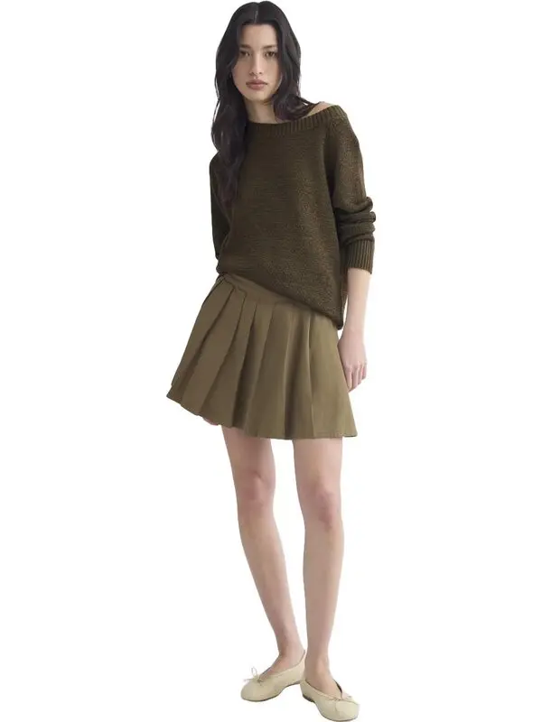 Everlane Utility Pleated Mini Skirt - Olive