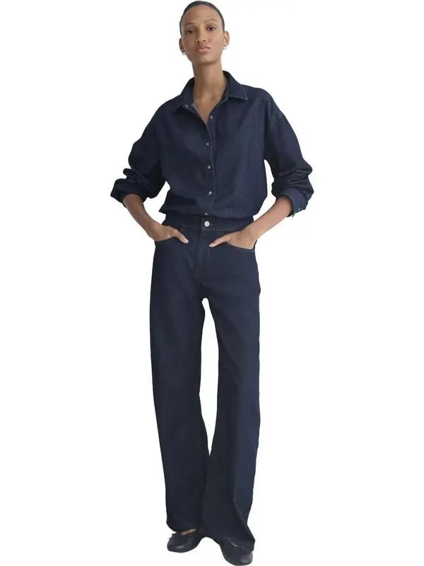 Everlane X Elena Bonvicini Crescent Barrel Pant Jean - Deep Bay Indigo