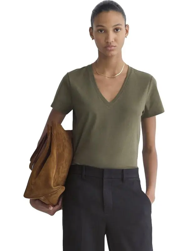 Everlane Slim V-neck T-shirt - Olive Night