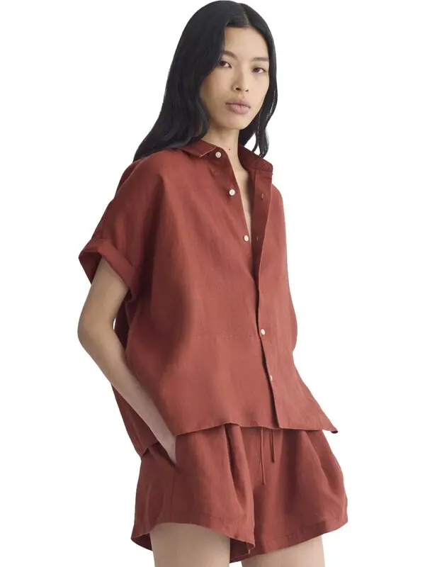 Everlane Boxy Linen Shirt - Henna Red