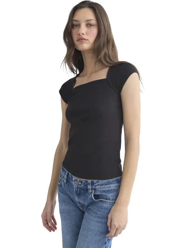 Everlane Retrosoft Cotton Square-neck T-shirt - Black