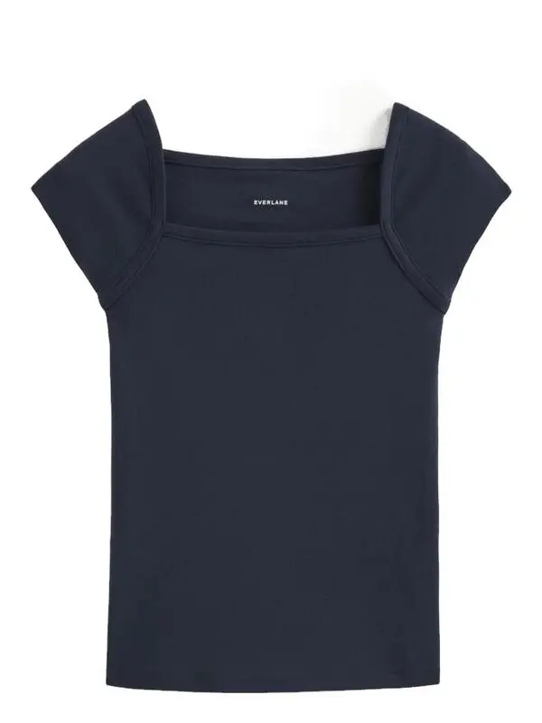 Everlane Retrosoft Cotton Square-neck T-shirt - Navy
