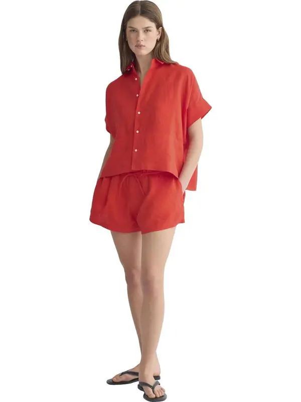 Everlane Flowy Linen Shorts - Fiery Red