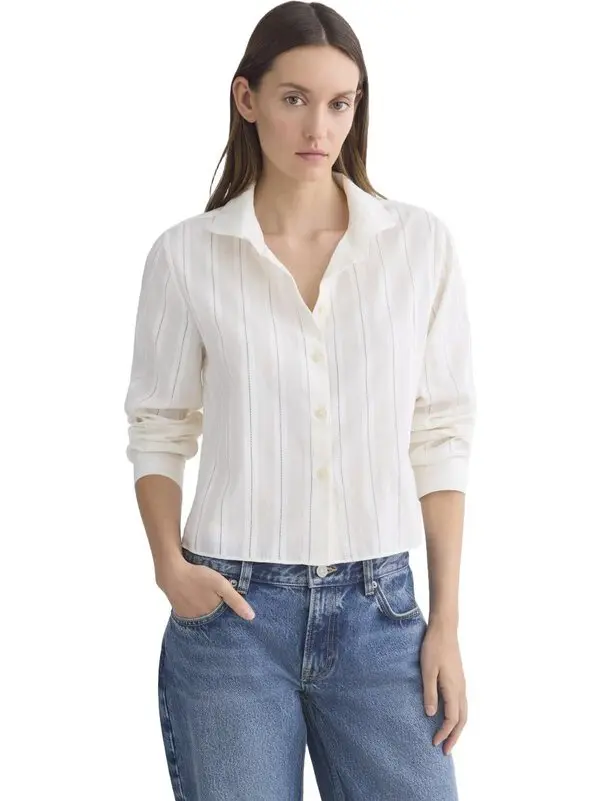 Everlane Textured Mini Collar Shirt - Bone