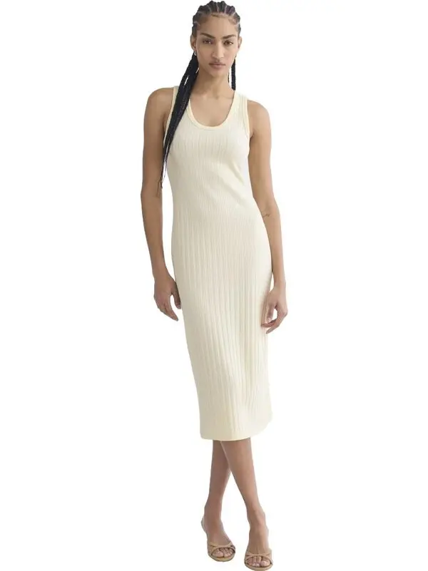 Everlane Pointelle Knit Scoop-neck Midi Dress - Lemon Icing