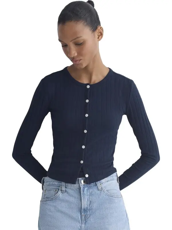 Everlane Pointelle Cardigan - Deep Navy