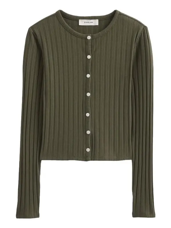 Everlane Pointelle Cardigan - Olive Night