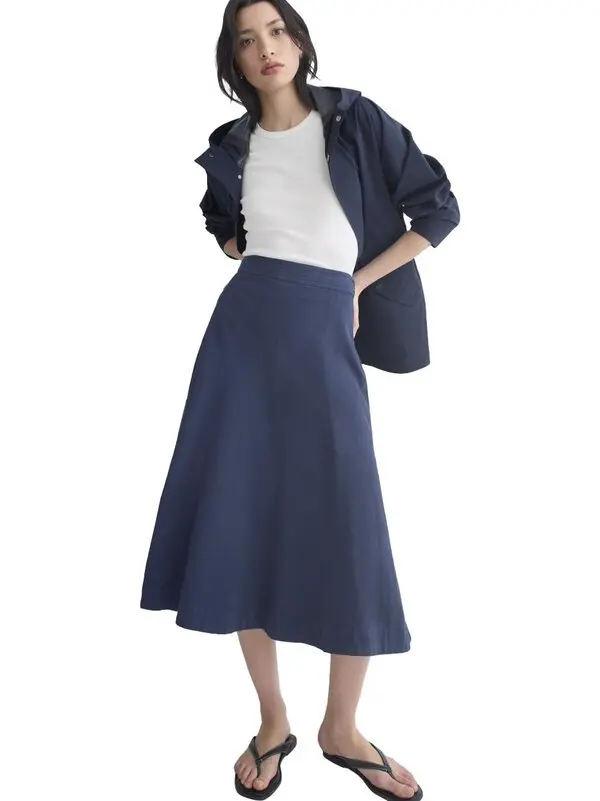 Everlane Seamed Midi Skirt - Navy