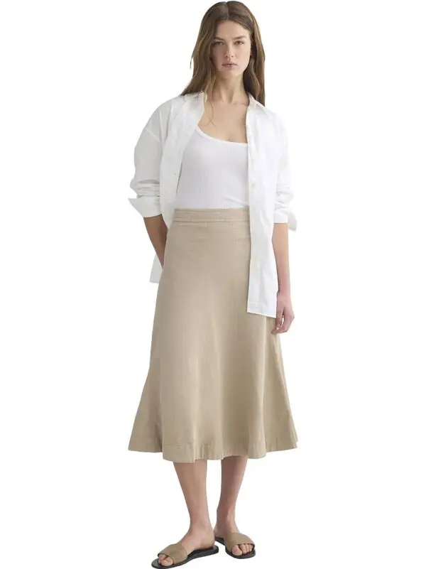 Everlane Seamed Midi Skirt - Trench Coat Khaki