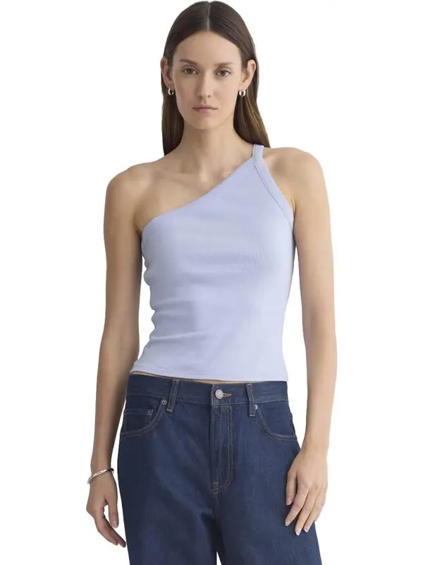 Everlane Retrosoft Cotton One-shoulder Tank Top - Aleutian