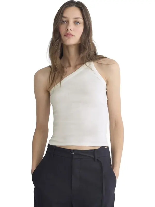 Everlane Retrosoft Cotton One-shoulder Tank Top - Bone
