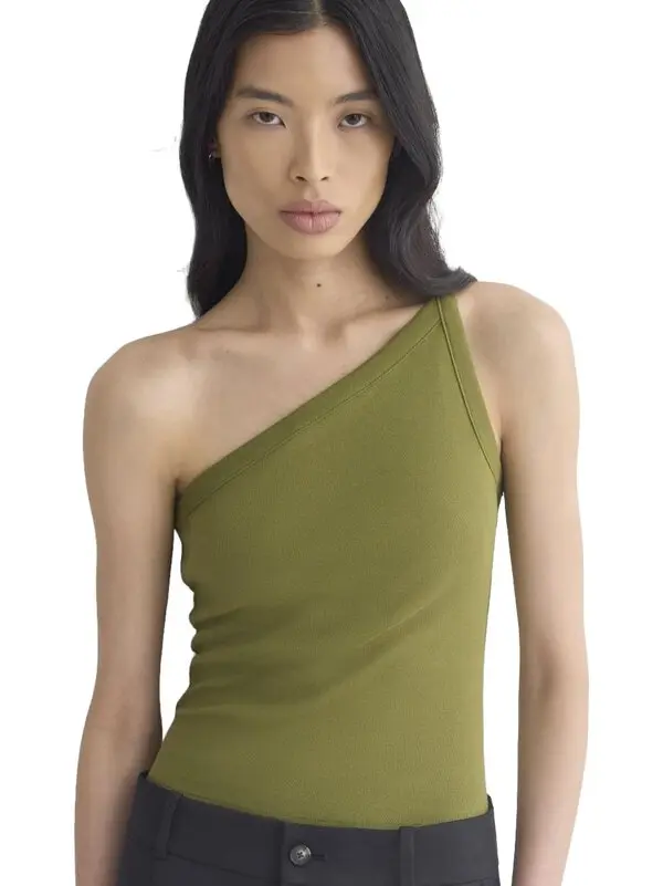 Everlane Retrosoft Cotton One-shoulder Tank Top - Mayfly