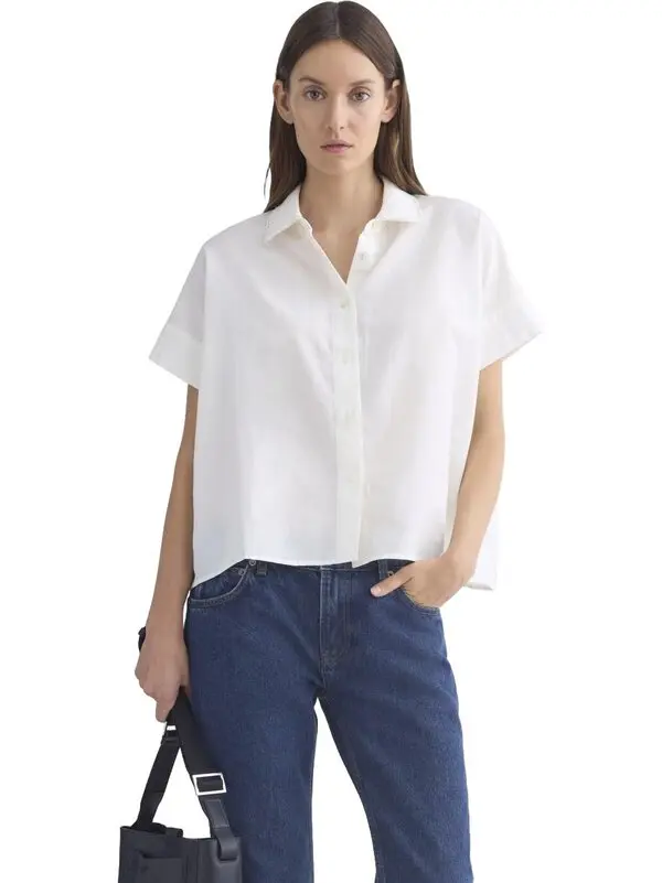 Everlane Scalloped-collar Square Shirt - Bone