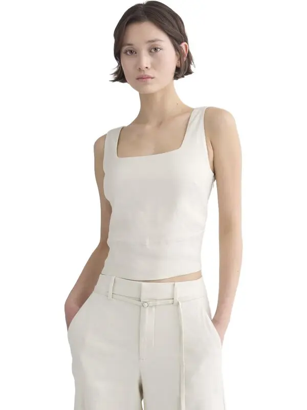 Everlane Stretch Linen Square Tank Top - Birch