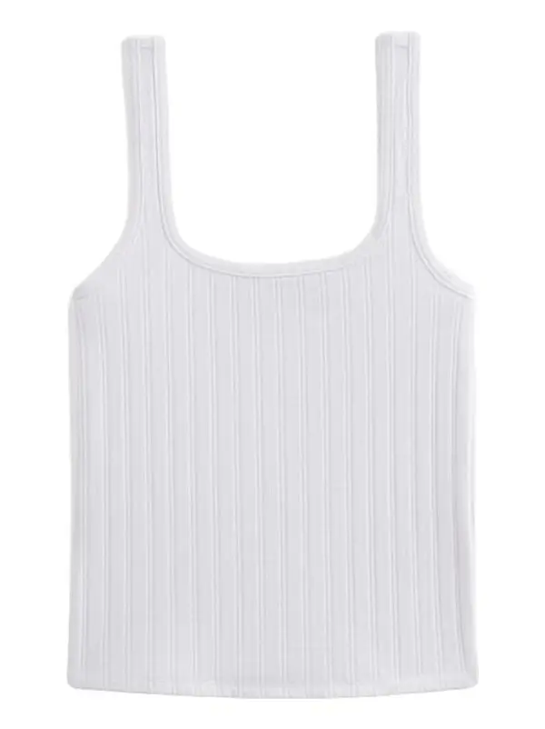 Everlane Scoop-neck Pointelle Tank Top - White