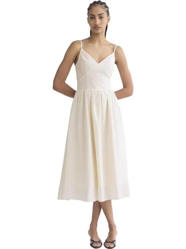 Everlane Cotton Silk Voile Midi Dress - Bone