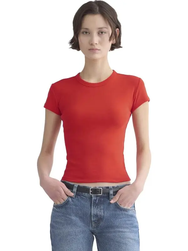 Everlane Retrosoft Cotton Crew Neck T-shirt - Fiery Red
