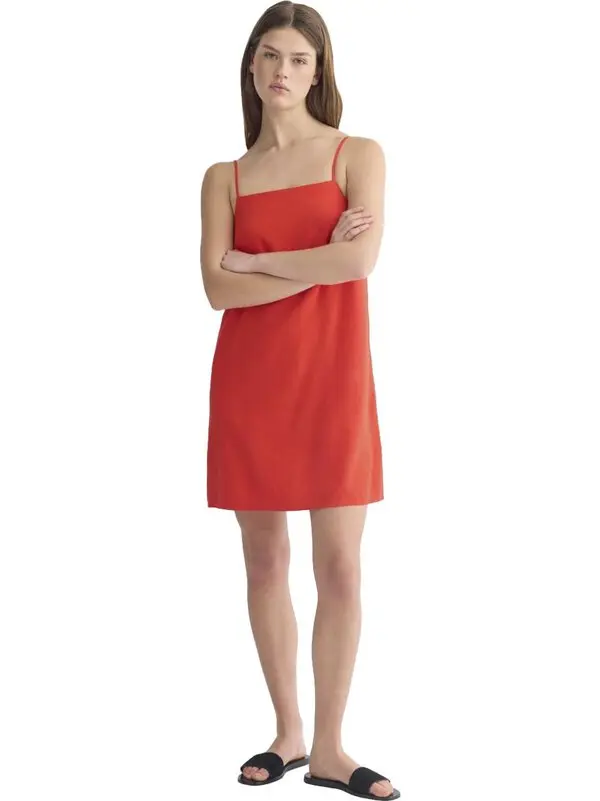 Everlane Mini Shift Dress, Stretch Linen - Fiery Red