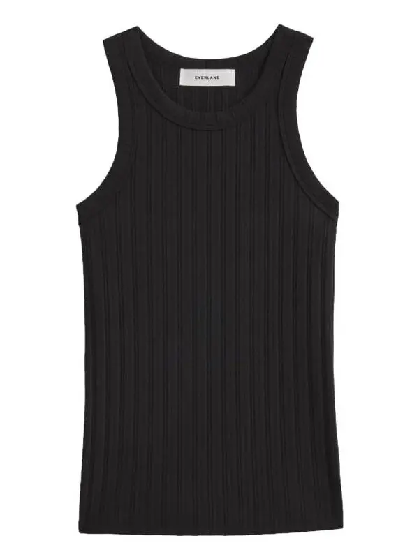 Everlane Pointelle Racerback Tank Top - Black