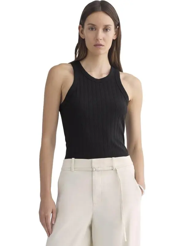 Everlane Pointelle Racerback Tank Top - Black