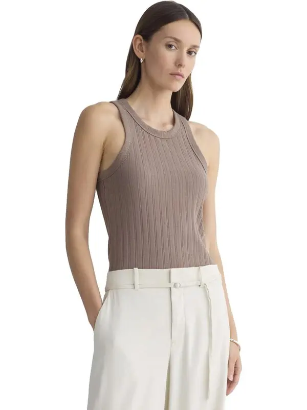 Everlane Pointelle Racerback Tank Top - Heathered Chocolate Chip
