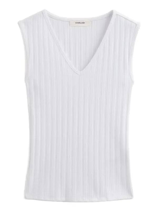 Everlane Pointelle V-neck Tank Top - White