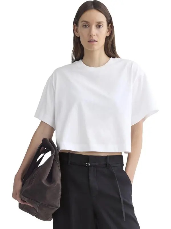Everlane Forever Jersey Cropped T-shirt - White