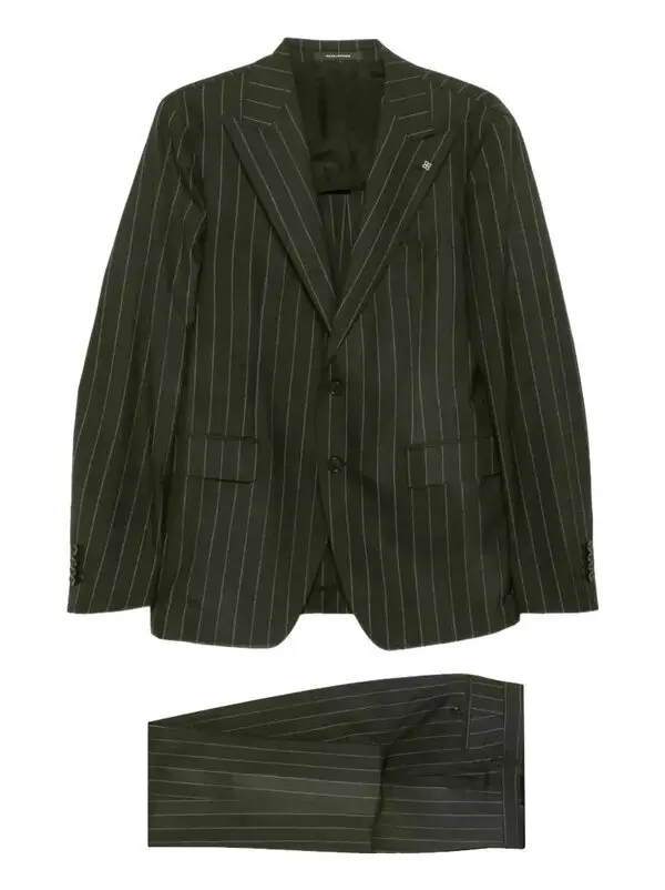 Tagliatore Pinstripe-pattern Single-breasted Suit - Green