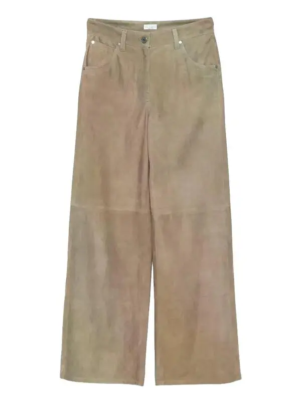 Brunello Cucinelli Panelled Leather Trousers - Neutrals