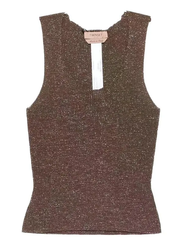 TWINSET Lurex Knit Top - Brown